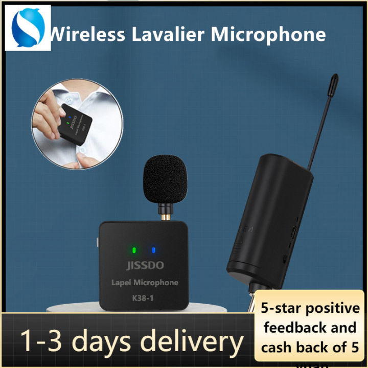 JISSDO Wireless Lavalier Microphone lapel mic with mini receiver for ...
