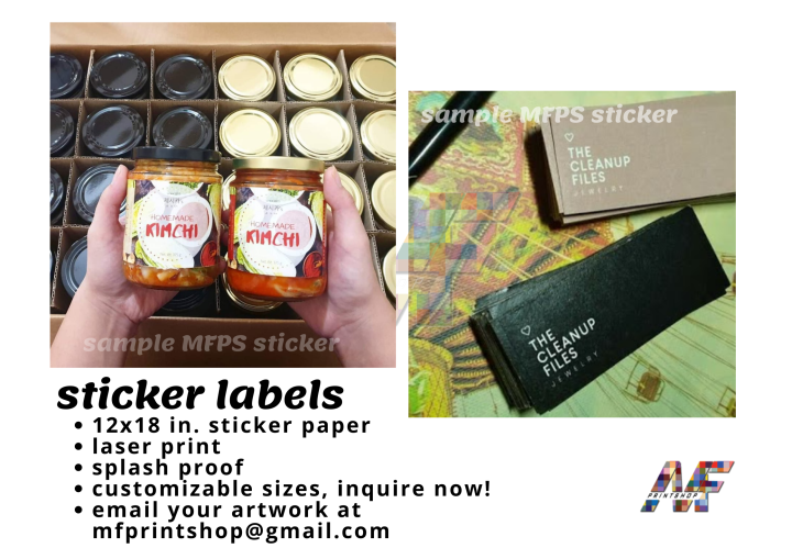 Sticker labels 12x18 sheet / Full Color / Laser printed / Splash Proof ...