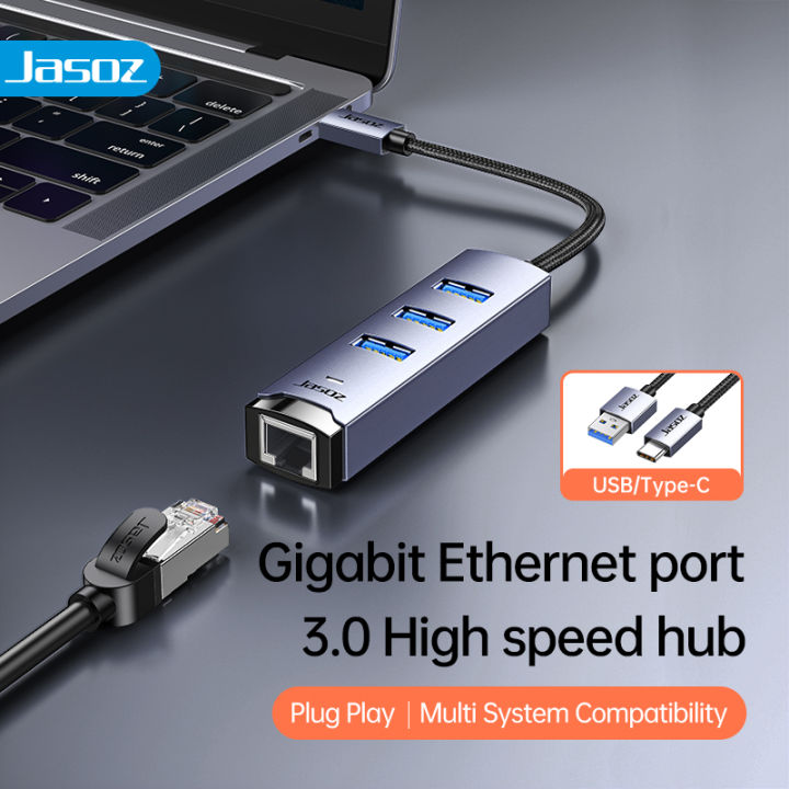 Jasoz USB C HUB to RJ45 Ethernet Type C USB Ethernet Lan Adapter Hub ...