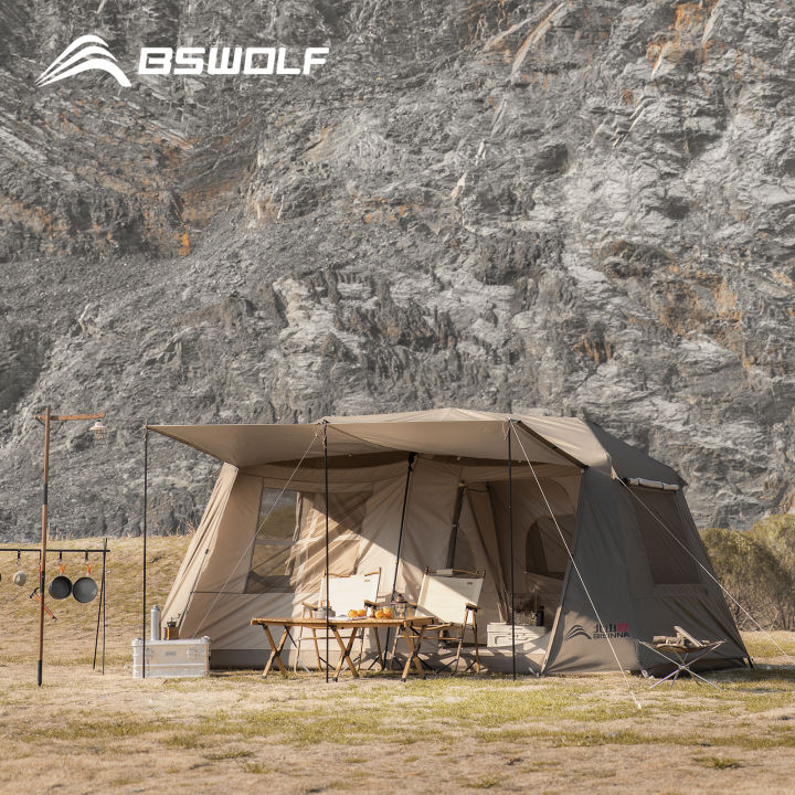 BSWolf หมู่บ้านตั้งแคมป์กลางแจ้งอัตโนมัติเต็นท์ 13㎡ 2 ห้อง 1 ฮอลล์หรูกันน้ำเต็นท์กันแดดเดินทาง ...