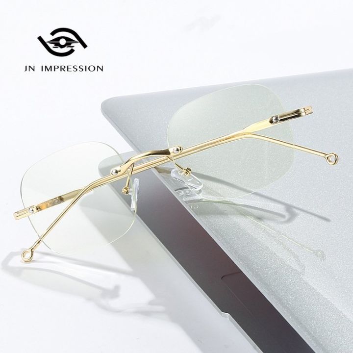 JN IMPRESSION Kính Cận Gọng Không Viền Mới Hoàn Thiện Thời Trang Nam Nữ Với Cùng Một Đoạn Cá ...