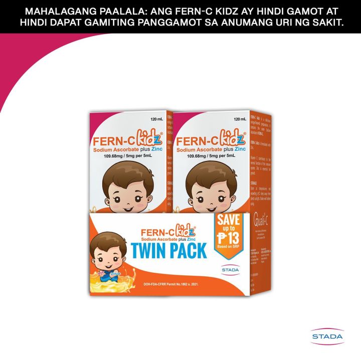 Fern-C Kidz Twin Pack Promo (240ml) - Non-Acidic Vitamin-C + Zinc for ...