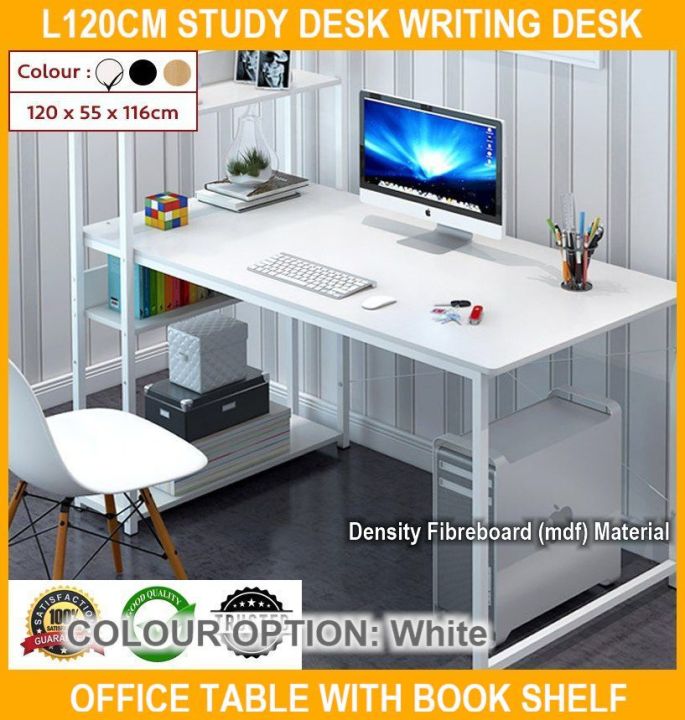 L120cm Study Desk Writing Desk Office Table With Book Shelf 4 Tiers ...