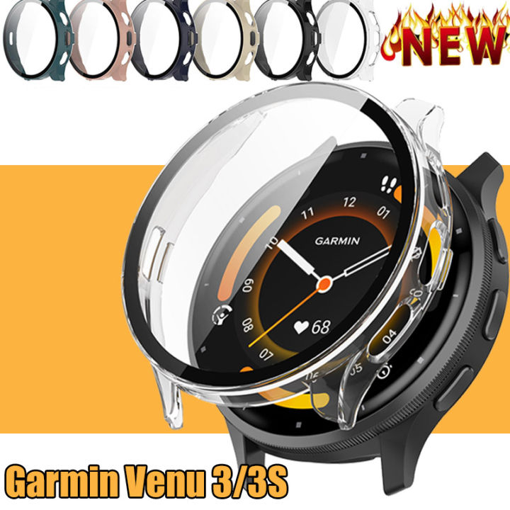 กระจกเทมเปอร์ + Casing PC สำหรับ Garmin Venu 3เคสกันกระแทกป้องกันแบบ ...