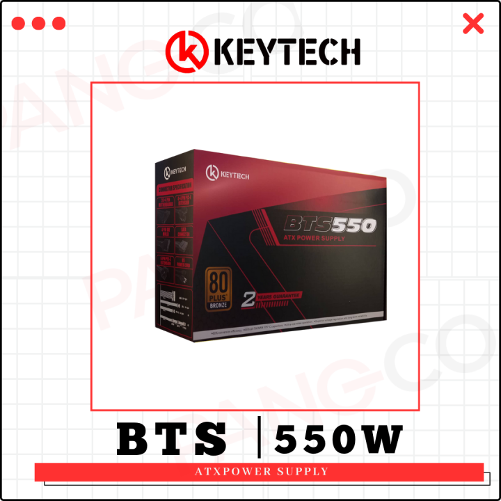 KEYTECH BTS 550 ATX Power Supply 80Plus Bronze Rated 550w Power Supply Desktop PSU PFC Quiet Fan ...