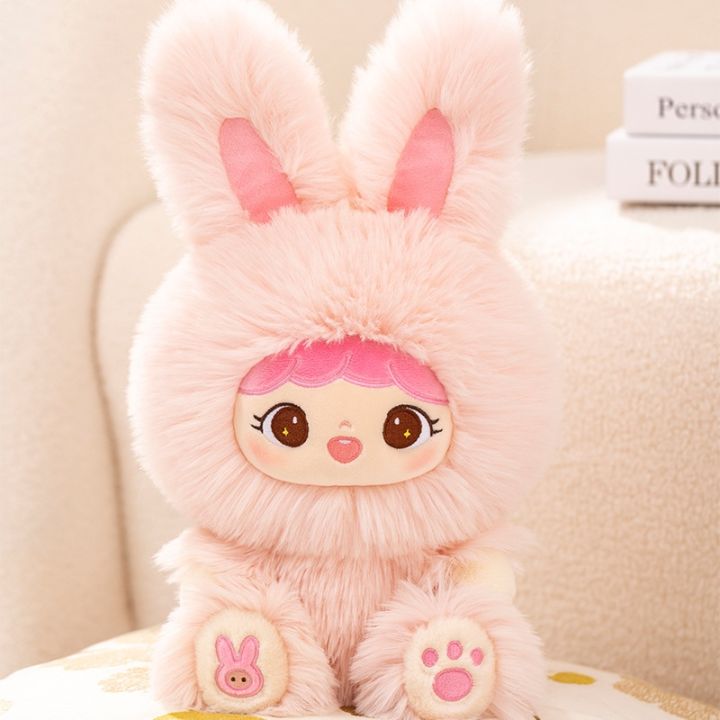 [COD] doll plush toy wholesale cute long-haired rabbit press bed cross ...