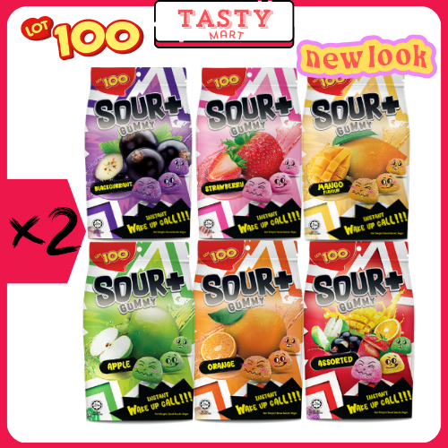 【Tasty Mart】Lot 100 Sour+ Gummy Assorted 95g/580g/ Gula-gula Jelly Asam ...