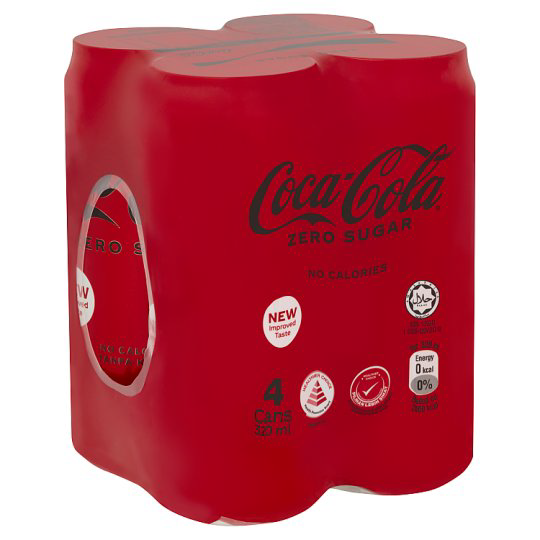 COCA COLA Rasa Asli Zero Sugar 320ML X 4 | Lazada