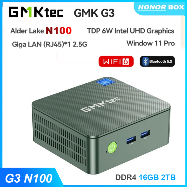 GMKtec G3 MINI PC 12th Alder Lake N100 Windows 11 Pro DMMI DDR4 M.2 2280 NVMe SSD PCIE 3.0 WIFI6 ...