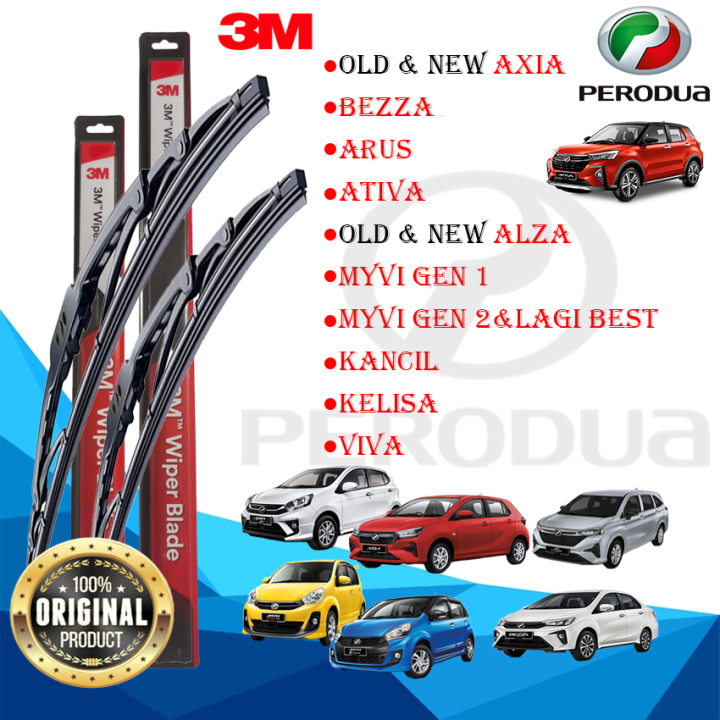 3M Wiper blade (Original) Perodua Bezza/Axia/Ativa/Alza/Aruz/Myvi ...