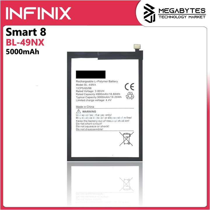 Infinix Smart 8 Battery X6525 Model BL-49NX 5000mAh Capacity | Lazada PH