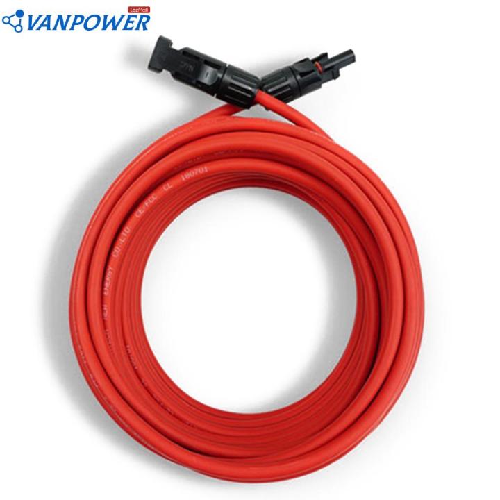 Solar Panel Extension Cable Wire Black Red Copper Wire 12/10 AWG Solar ...
