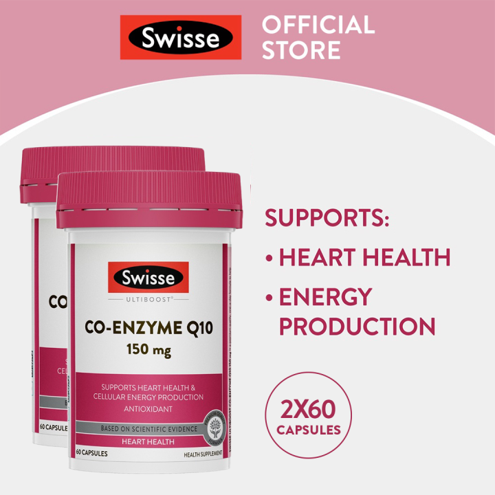 [Twin Pack] Swisse Ultiboost Co-Enzyme Q10 CoQ10 150mg 60 Caps | Lazada