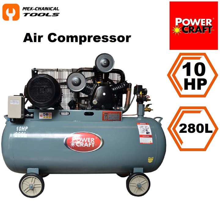 Powercraft Air Compressor 10 HP Horizontal 280 Liters PAC 100280V2S ...