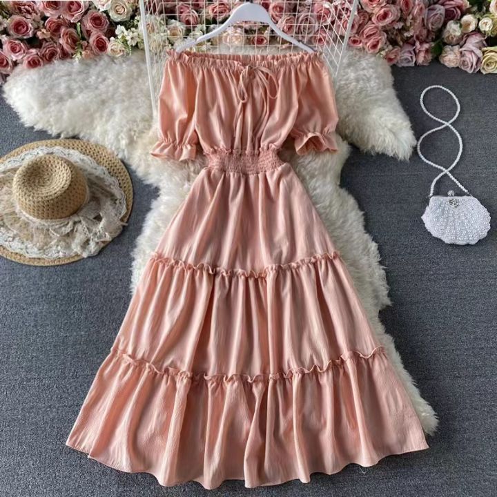 new fashion plain dress off shoulder casual women clothhing dresses ...