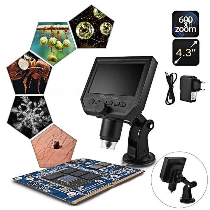 LatestGadget Portable Digital Microscope With LCD Monitor - Black ...