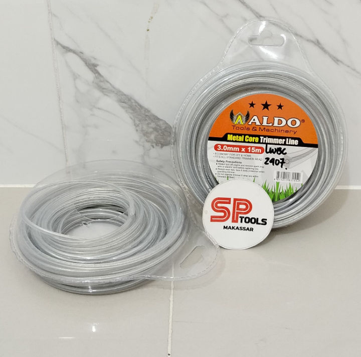 TRIMMER LINE / SENAR TASI POTONG RUMPUT METAL CORE BESI 3MM X 15 METER ...