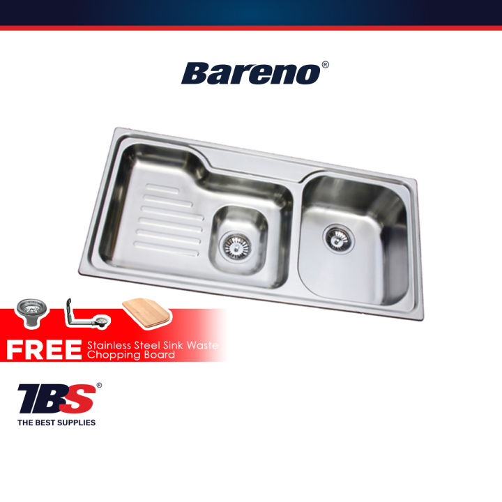 Bareno Stainless Steel SUS 304 Top Mount Double Bowl Kitchen Basin Sink ...