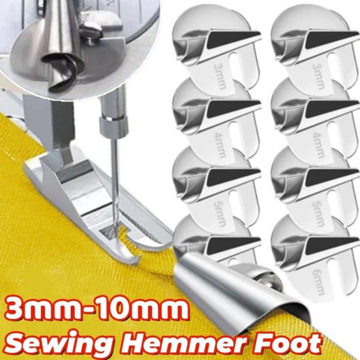 3-10mm Sewing Machine Rolled Hemmer Foot Universal Sewing Presser ...