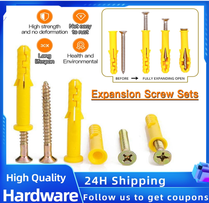 50PCS Tox With Screw Plastic Expansion Screw Extension Set Nylon ...