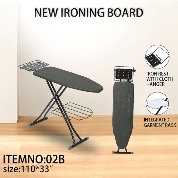 Folding Ironing Board with Safety Iron Rest 6 Gears Height Adjustment ...