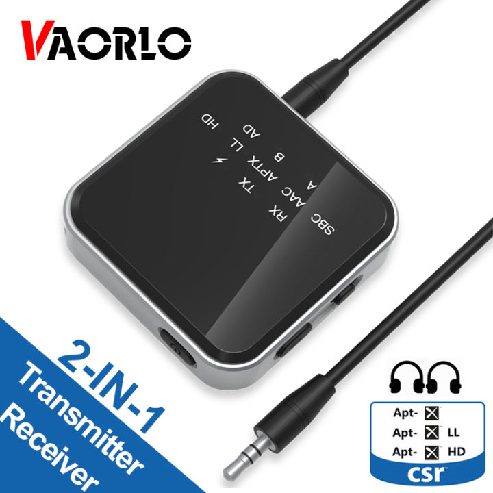 VAORLO 2 IN 1 Qualcomm Bluetooth 5.2 Transmitter Receiver aptX LL HD Adaptive 3.5MM AUX ...