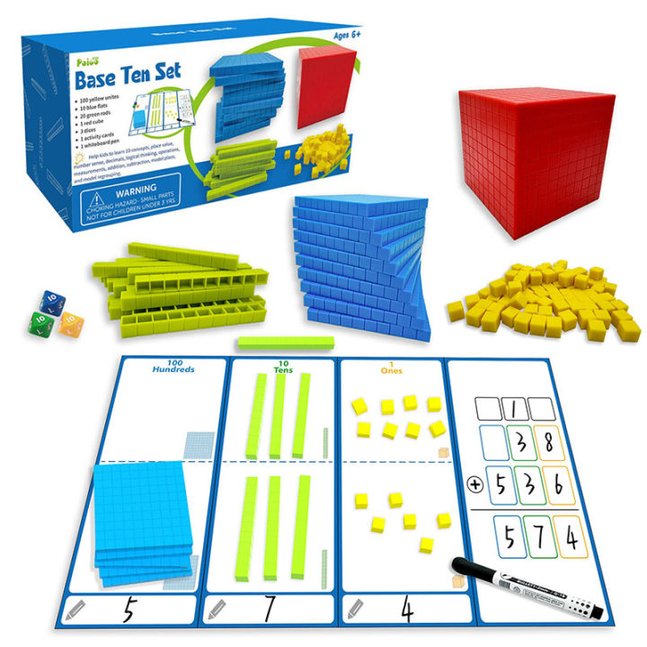 Kid Base Ten Blocks For Math Cubes Digital Montessori Learning Decimal ...