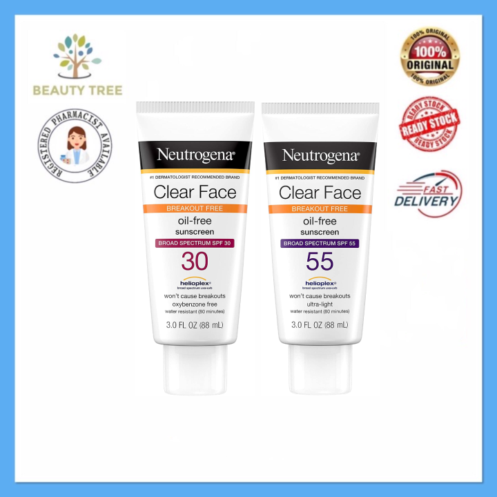 Neutrogena Clear Face Sunscreen Lotion for Acne-Prone Skin 88ml SPF 30 ...