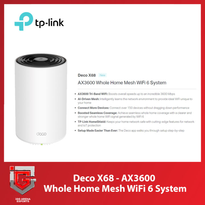 TP-LINK DECO X68 AX3600 TRI-BAND WHOLE HOME ROUTER MESH WIFI 6 SYSTEM ...