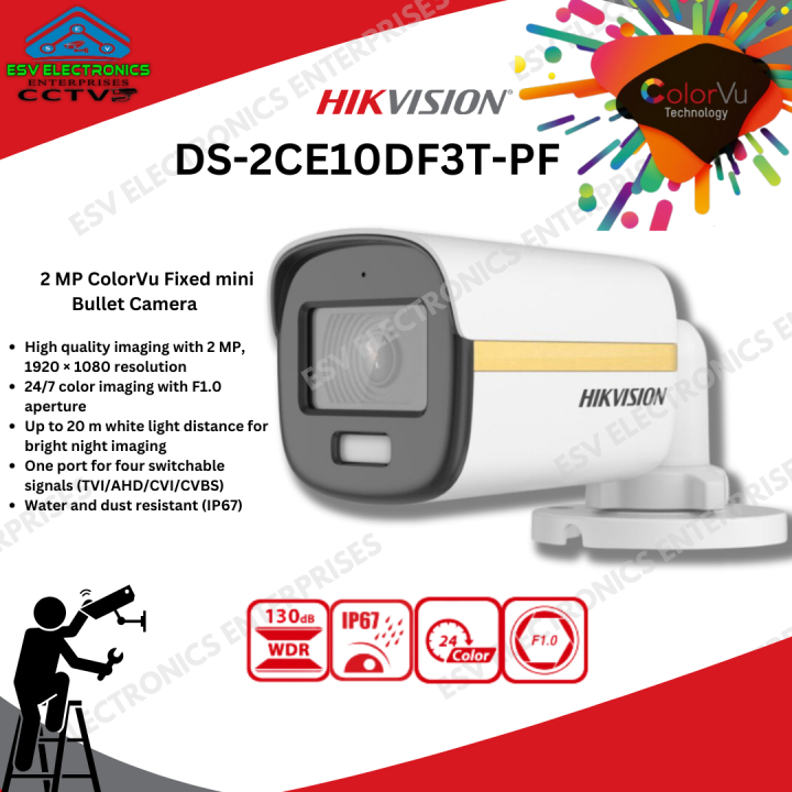 HIKVISION DS-2CE10DF3T-PF 2MP Colorvu Fixed Mini Bullet CCTV Camera ... HIKVISION DS-2CE10DF3T-PF 2MP Colorvu Fixed Mini Bullet CCTV Camera ...