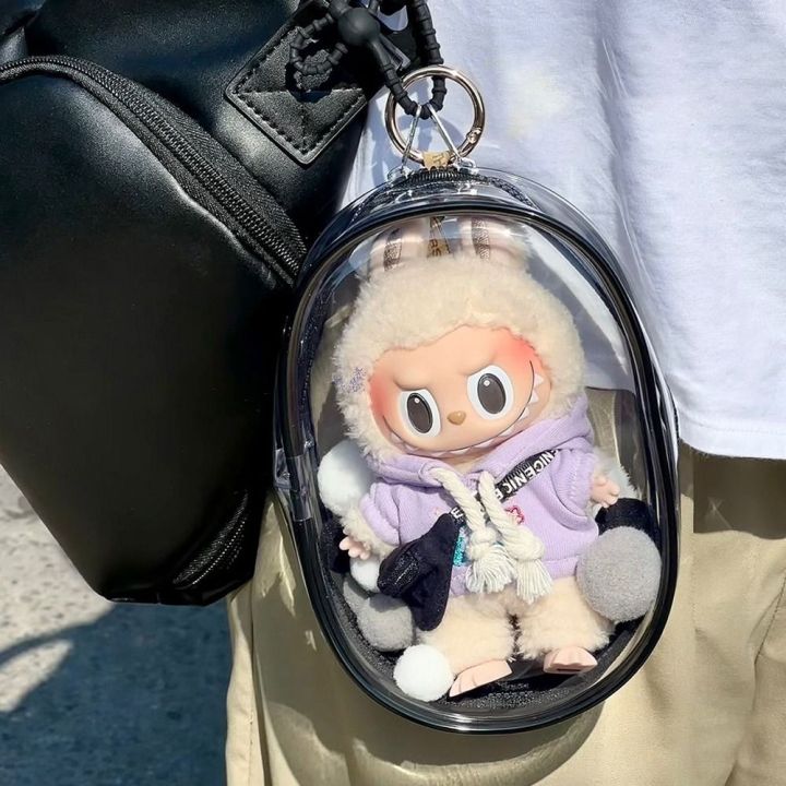 AKUBLT PVC Labubu Time Doll Outgoing Bag Transparent Space Module Labubu Time Doll Bun Beauty ...
