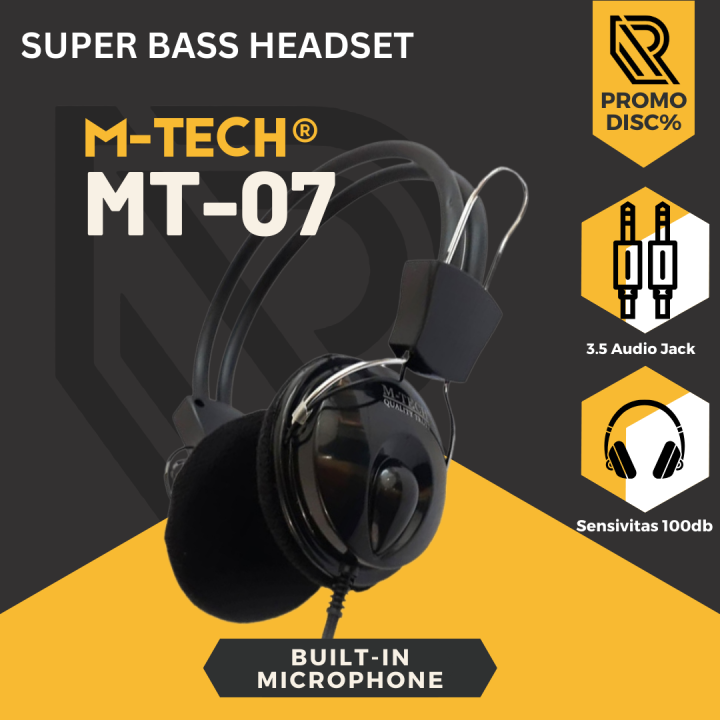 MTech Headset MT07 Original M-Tech Super Bass dengan Microphone untuk Gaming Kerja | Lazada ...