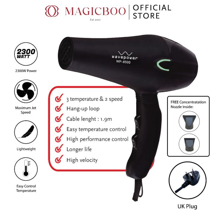 Magicboo Wave Power WP-8500(V2) Professional Ionic Hair Dryer ...
