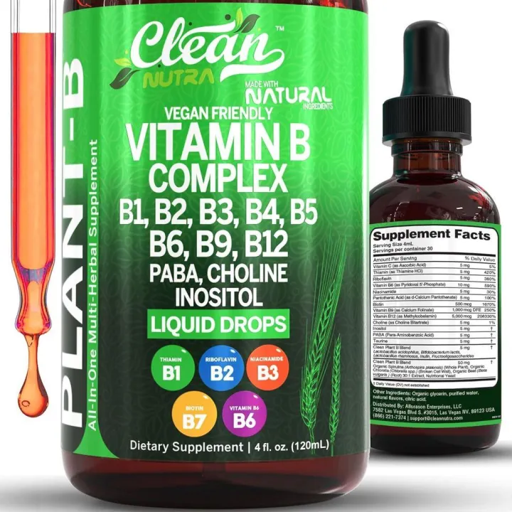 Clean Nutra Vitamin B Complex, B1, B2, B3, B4, B5, B6, B9, B12, Paba ...