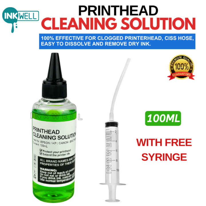 Cleaning solution 100ml Green for printhead and clogged hoses Epson Hp ...