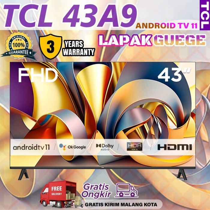 PROMO BIG SALE LED TV 43 INCH TCL 43A9 FHD SMART ANDROID DIGITAL DOLBY ...