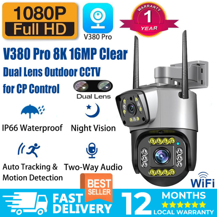 V380 pro cctv camera outdoor Night Vision 8K 16MP Dual Lens CCTV Camera ...