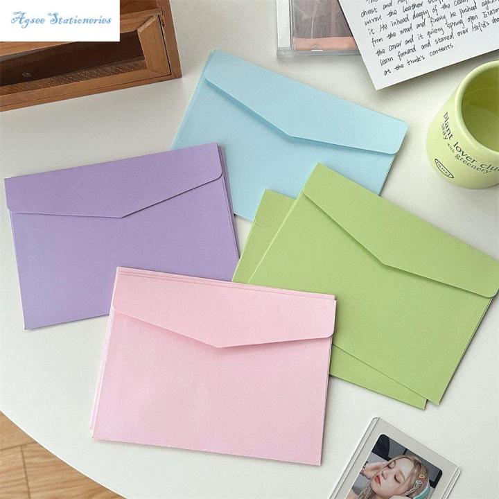 AGSEE 5 Pcs Macaron Color Macaron Envelopes DIY Kawaii Invitation Cards ...