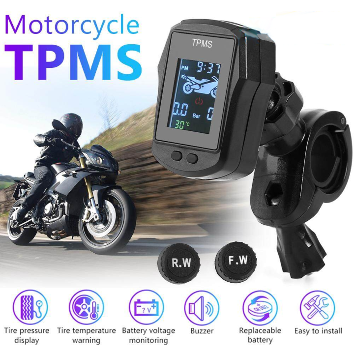 รถจักรยานยนต์ TPMS กันน้ำยางความดันระบบการตรวจสอบที่มี2เซ็นเซอร์ภายนอก ...