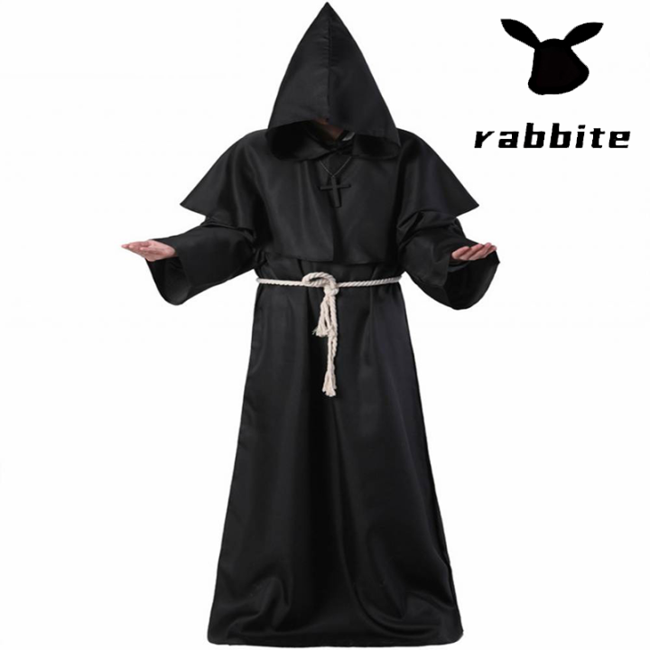 Rabbite Friar Medieval Hooded Monk Priest Robe] [Plague Doctor, Black Death Witch Cosplay ...