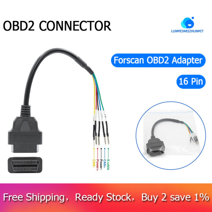 16 Pin OBD OBD2 Female K Line CAN Line Jumper Tester Connector Car ...
