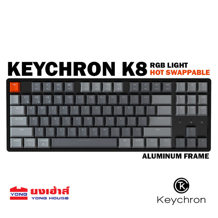 Keychron K8 Hotswappable (Key ENG) Mechanical Keyboard RGB TKL Aluminum ...