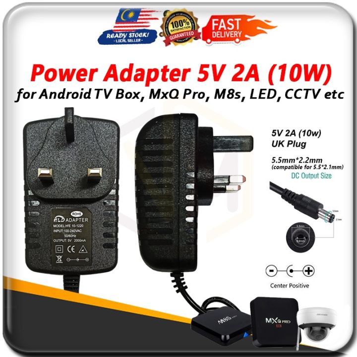 AC DC Power Adapter 5V 2A Tv Box Android CCTV Power Supply Adaptor UK 3 ...
