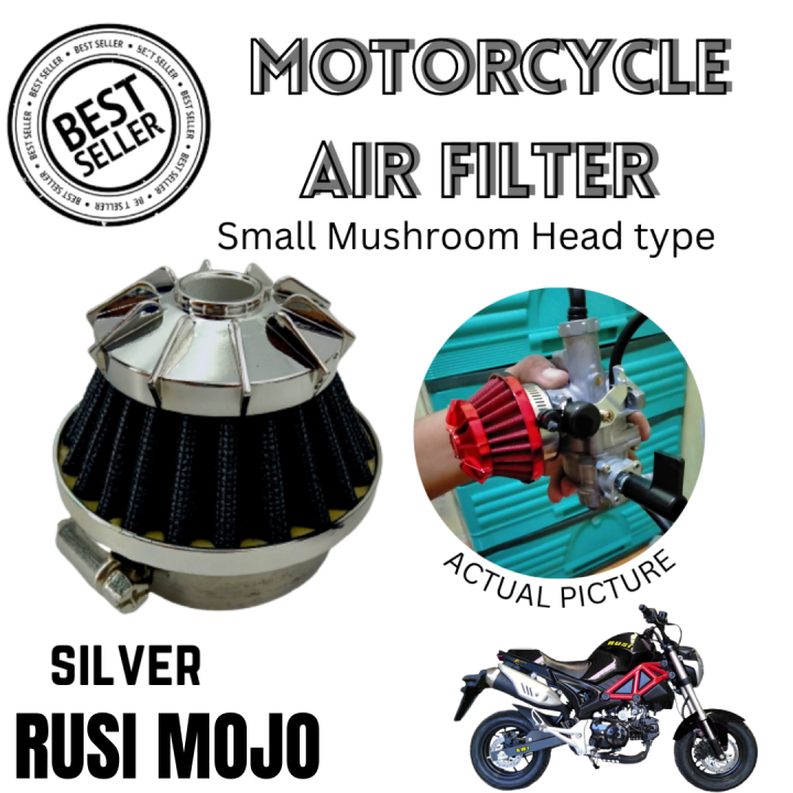 MOTORCYLE AIR FILTER FOR RUSI MOJO | SILVER | SMALL MUSHROOM HEAD TYPE ...