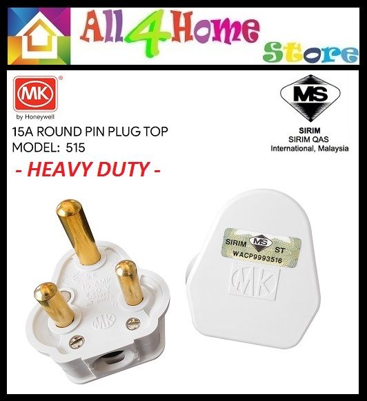MK Honeywell – 15A Round Pin Plug Top (515) ( BAKELITE) UNFUSED HEAVY ...