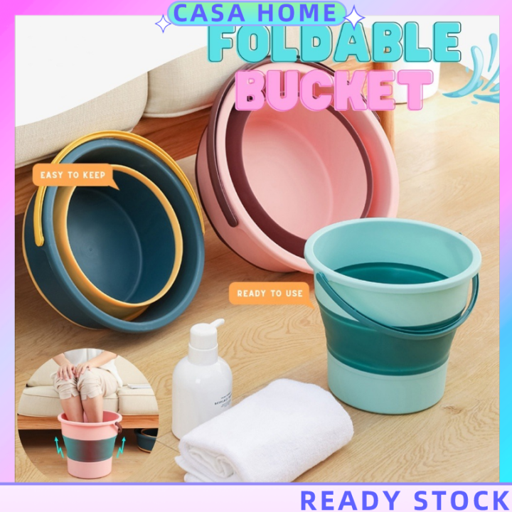 CASA Foldable Collapsible Bucket Pail Water Washing Cleaning Tong Baldi ...