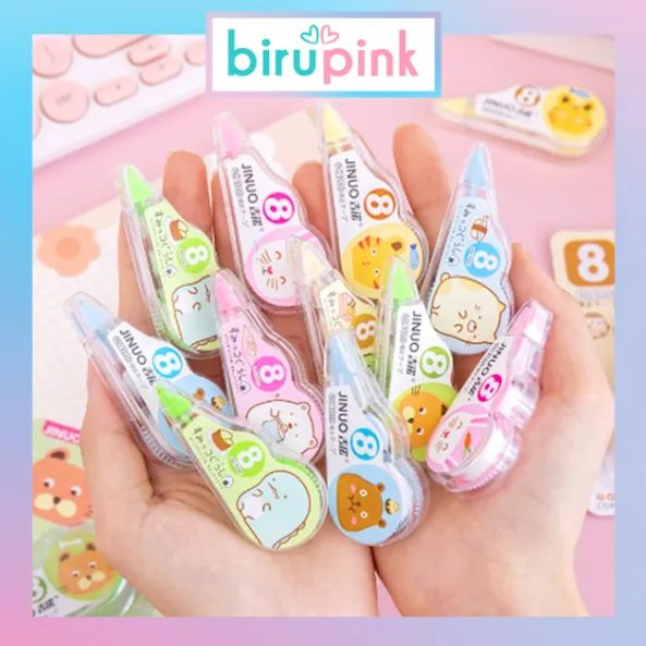 BiruPink Tip Ex Tipex Roll Lucu Tipek Kertas Correction Tape Karakter ...