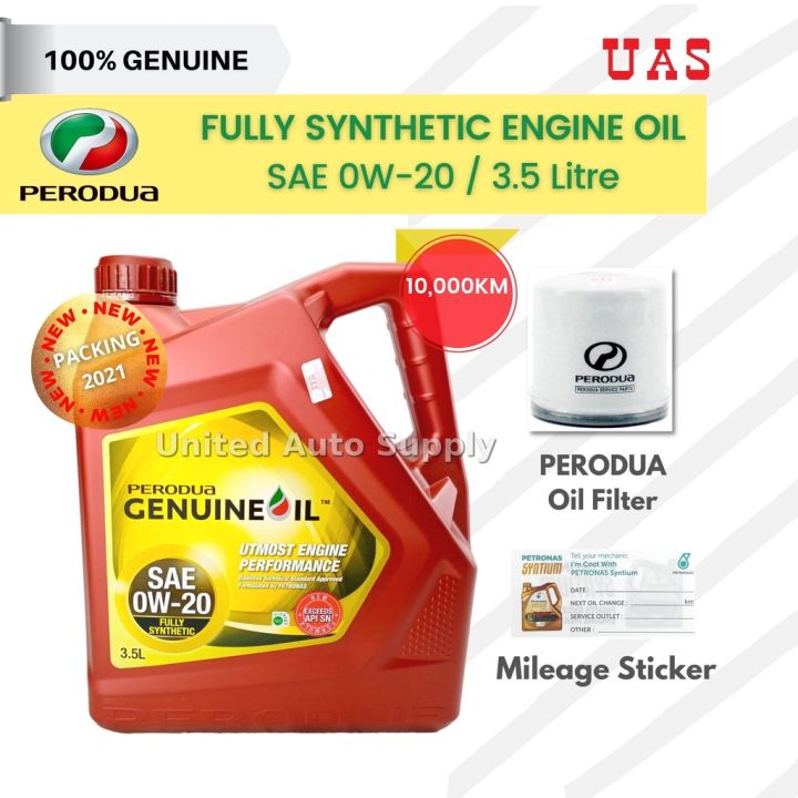 PERODUA 0W20 Fully Synthetic Engine Oil 3.5L With Oil Filter For New ...