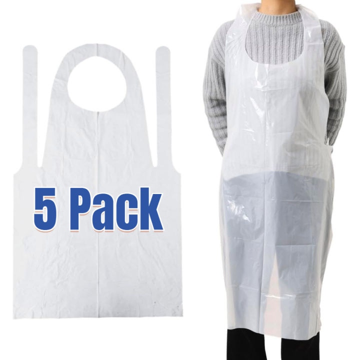 5Pack 70*120cm Full Body Coverage Disposable Aprons Plastic/poly ...