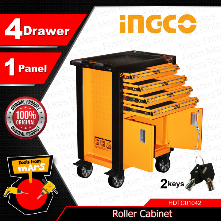 INGCO Roller Cabinet Tool Box Organizer with Wheels 4pcs Drawer Tool ...